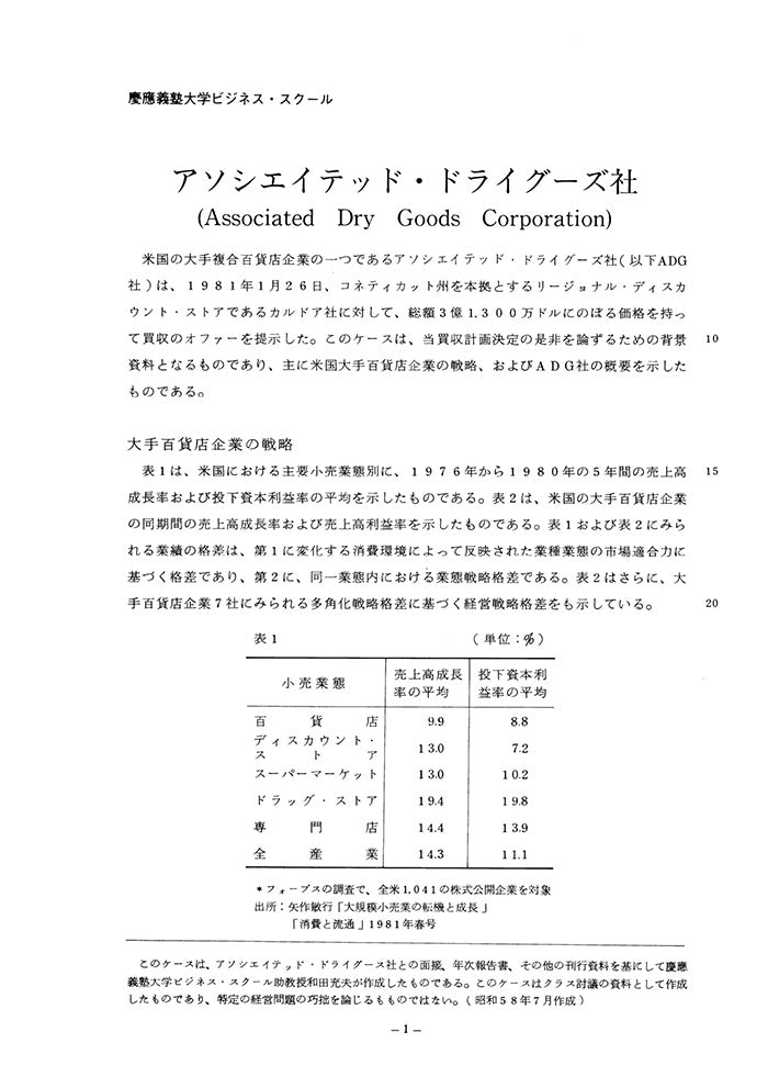 アソシエイテッド・ドライグーズ社(Associated Dry Goods Corporation) – Keio Business School